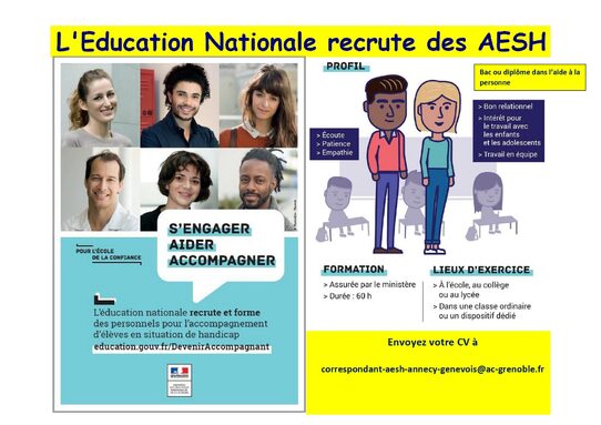 L'Education Nationale recrute des AESH - L'établissement - Collège ...